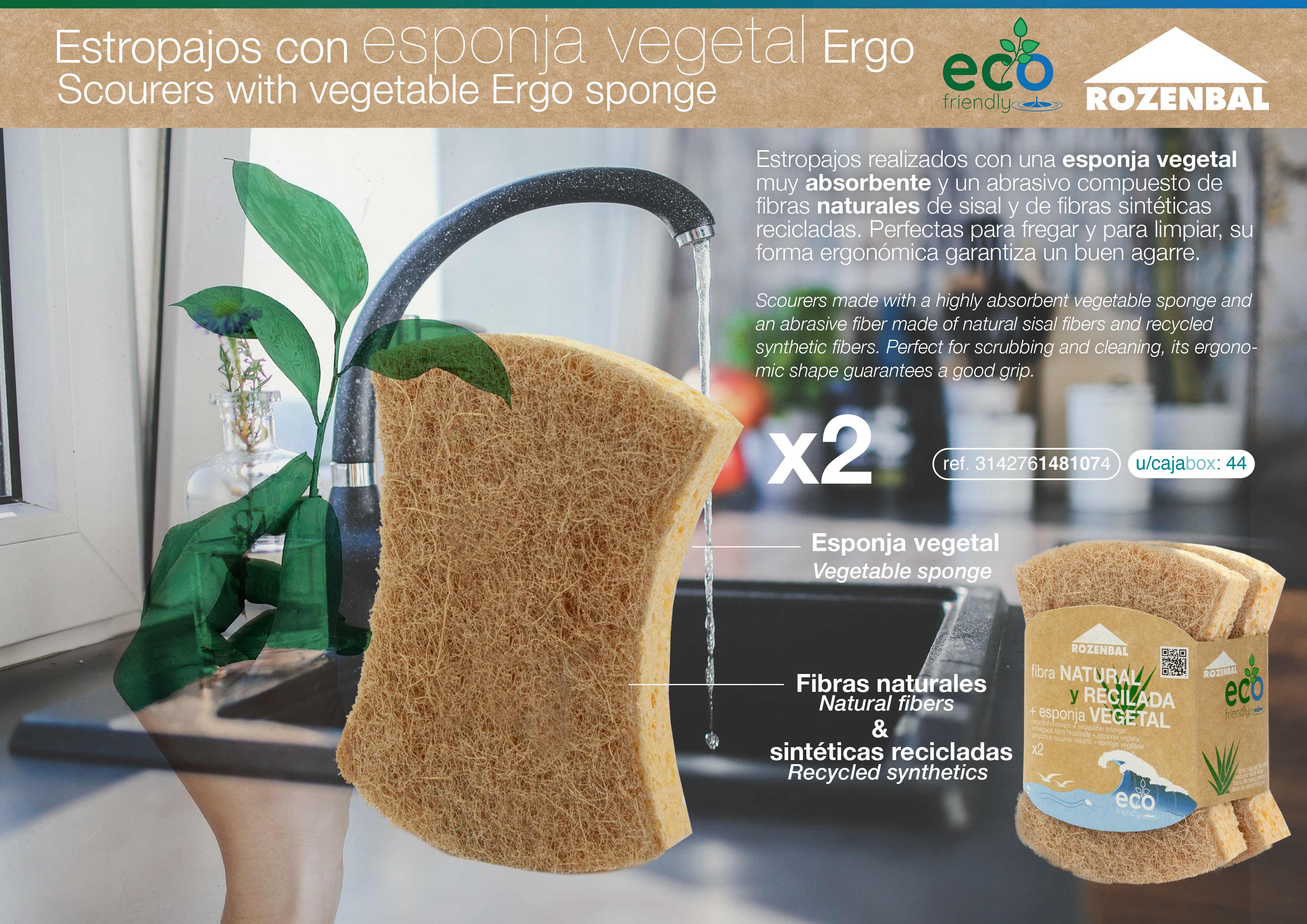 Estropajo de fibras naturales recicladas | Rozenbal Ibérica